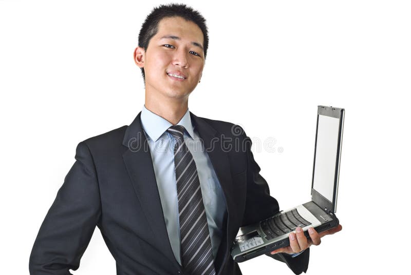 Businessman with laptop stock photo. Image of formal - 14573214