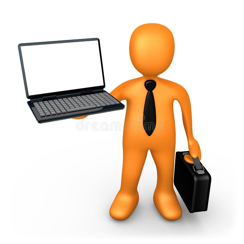 Businessman with Laptop stock illustration. Illustration of ...