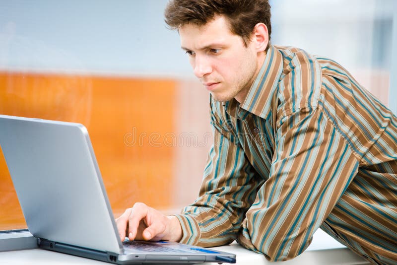 Businessman with Laptop Computer Stock Photo - Image of color ...