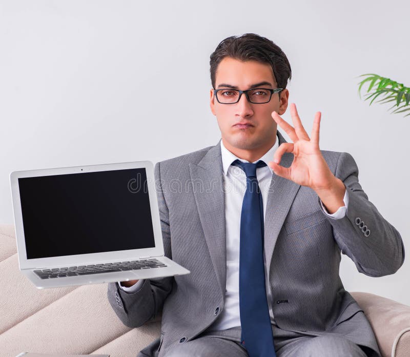 Businessman with Laptop Notebook Sitting in Sofa Stock Photo - Image of ...