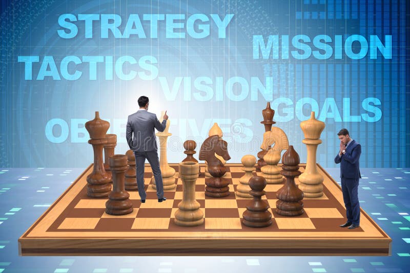 Businessman in Large Chess Board in Strategy Concept Stock Image ...