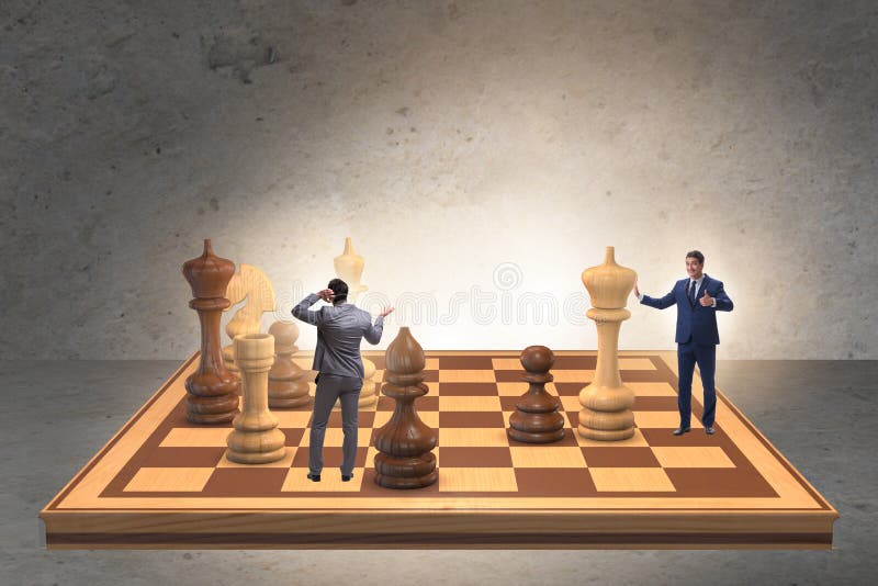 Businessman in Large Chess Board in Strategy Concept Stock Image ...