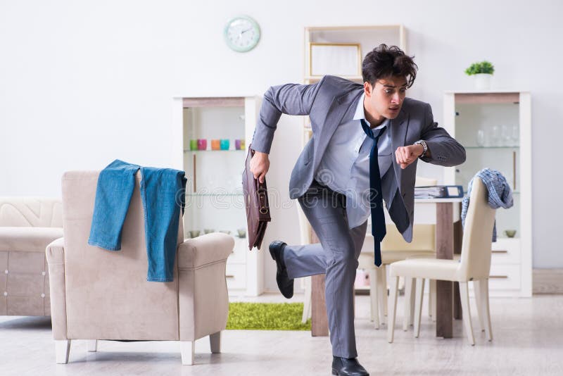 The Businessman Late for Office Due To Oversleeping after Overnight ...