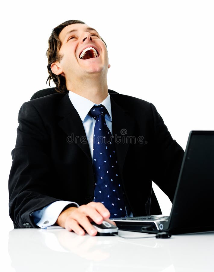 Businessman Working Office Laptop Portrait Stock Image - Image of ...