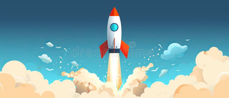 Businessman Launches Rocket Symbolizing Startup Soaring To Success ...