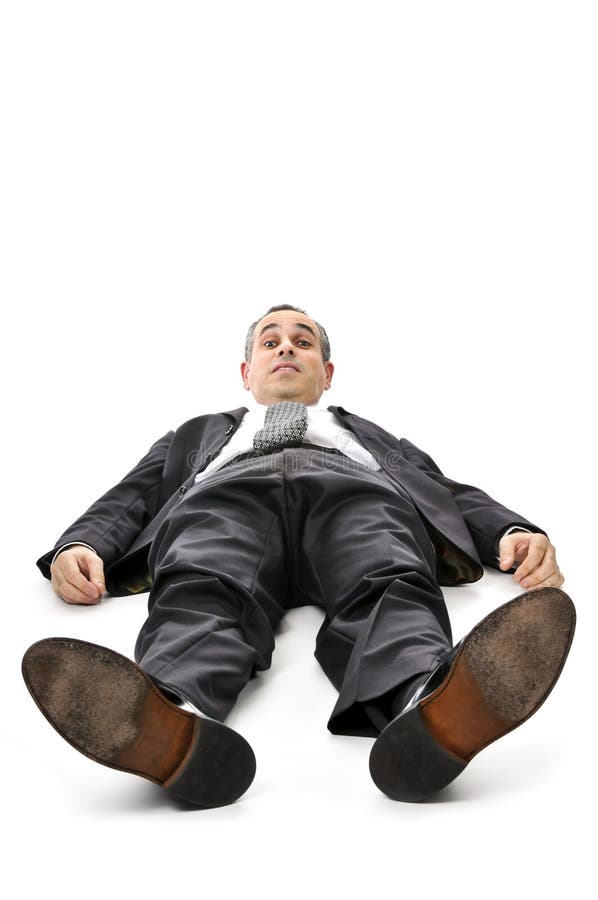 Businessman Laying Down On White Background Royalty Free Stock Image ...