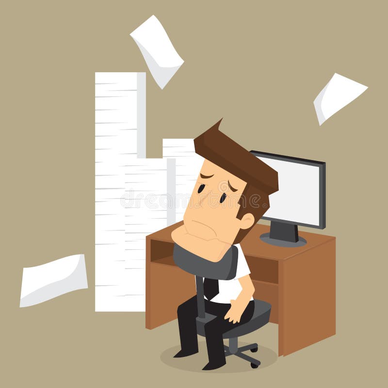 Businessman Lazy Work, Accumulation of Work Stock Vector - Illustration ...