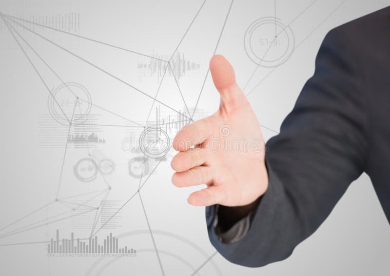 Businessman Lending His Hand for a Handshake Against Technology ...