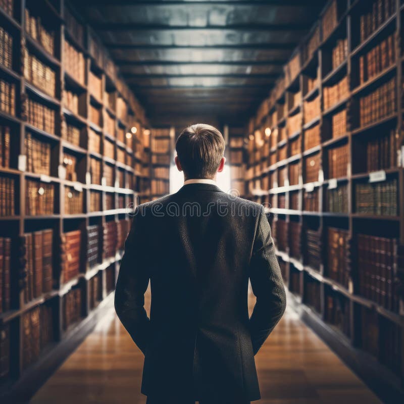 Businessman in the library stock photo. Image of creative - 298946440