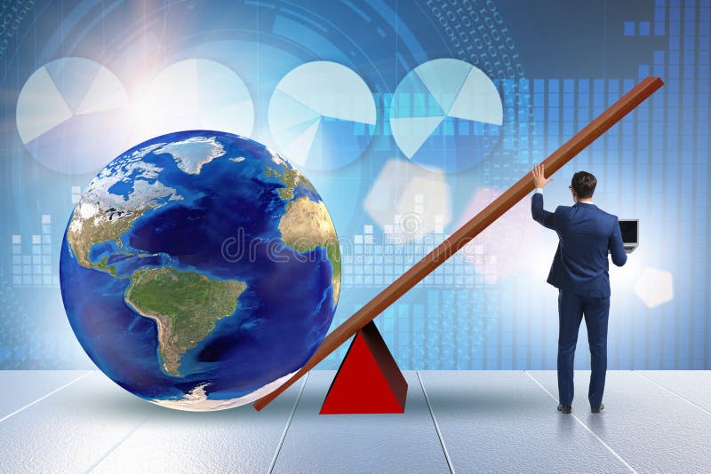 Businessman Lifting the Earth in Challenge Concept Stock Illustration ...