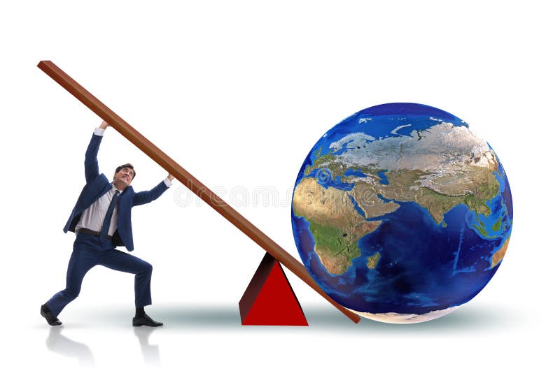 Businessman Lifting the Earth in Challenge Concept Stock Image - Image ...