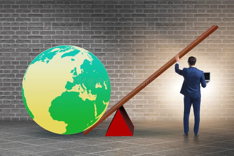 Businessman Lifting the Earth in Challenge Concept Stock Image - Image ...