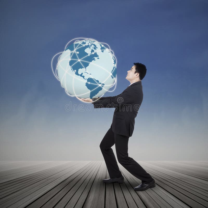 Businessman Lifting the Earth Planet Stock Image - Image of business ...
