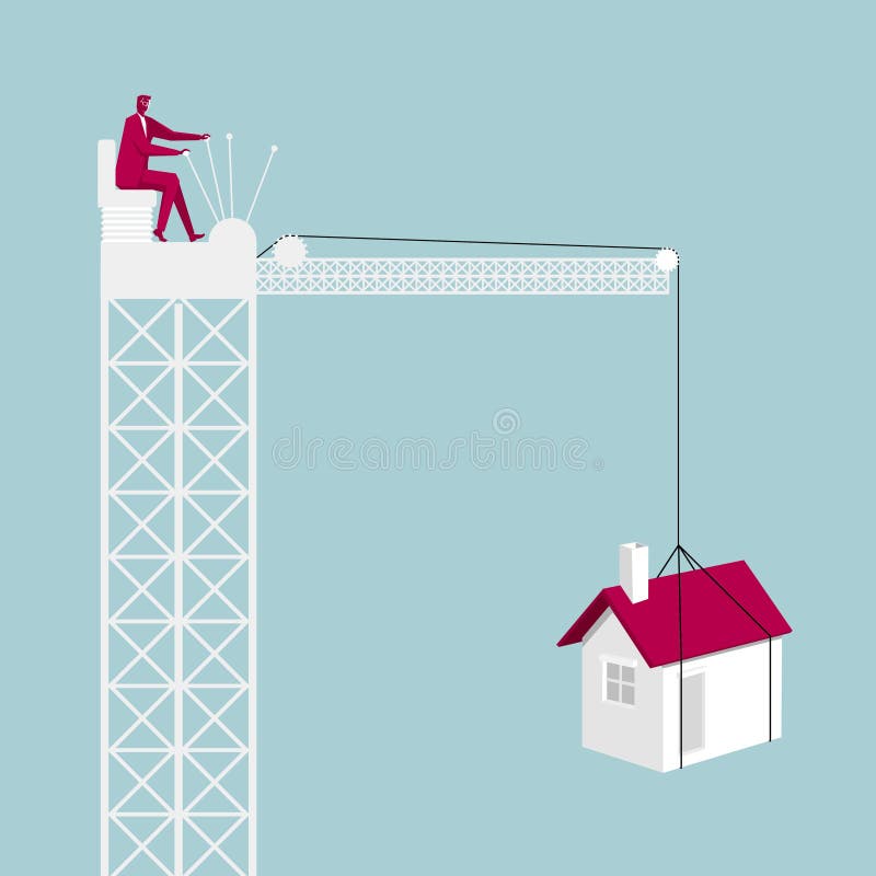 Man Lifting Red House stock illustration. Illustration of carrying ...