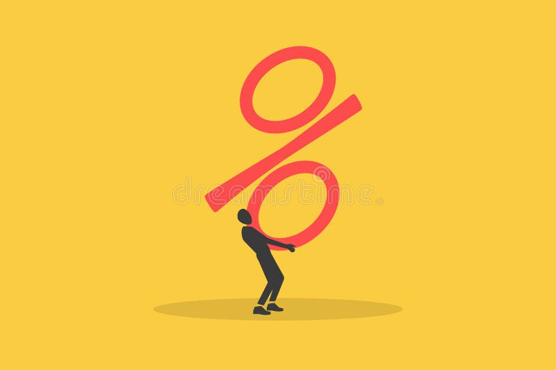 Businessman Lifting Up Percentage Sign. Concept of Inflation or Interest Rate Falling Down ...