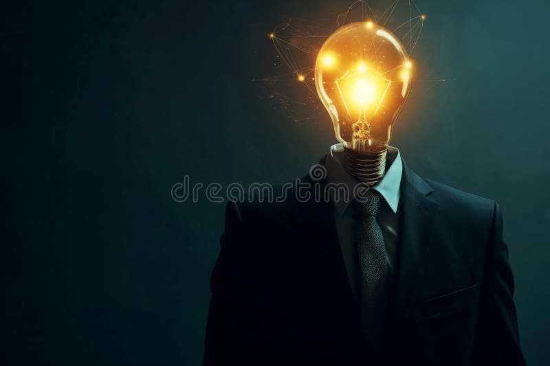 Businessman with a Light Bulb As Head and Business Idea Concept .AI ...