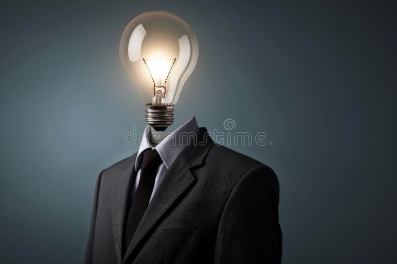 Businessman with a Light Bulb As Head and Business Idea Concept .AI ...