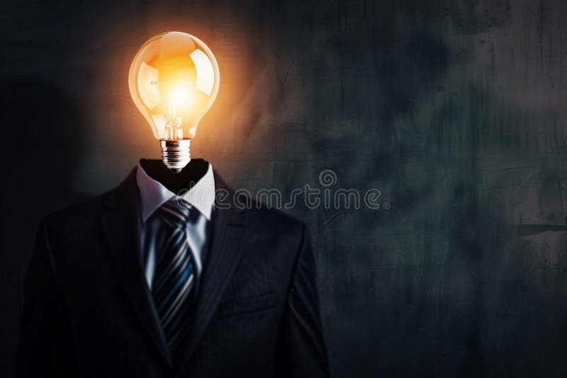 Businessman with a Light Bulb As Head and Business Idea Concept .AI ...