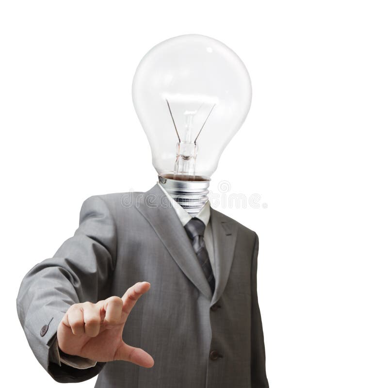 Businessman Light Bulb Head and Cogs Draws Gears Stock Image - Image of ...