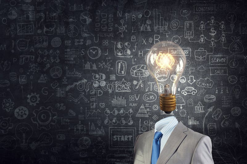 Head Full of Ideas. Mixed Media Stock Image - Image of businessman ...