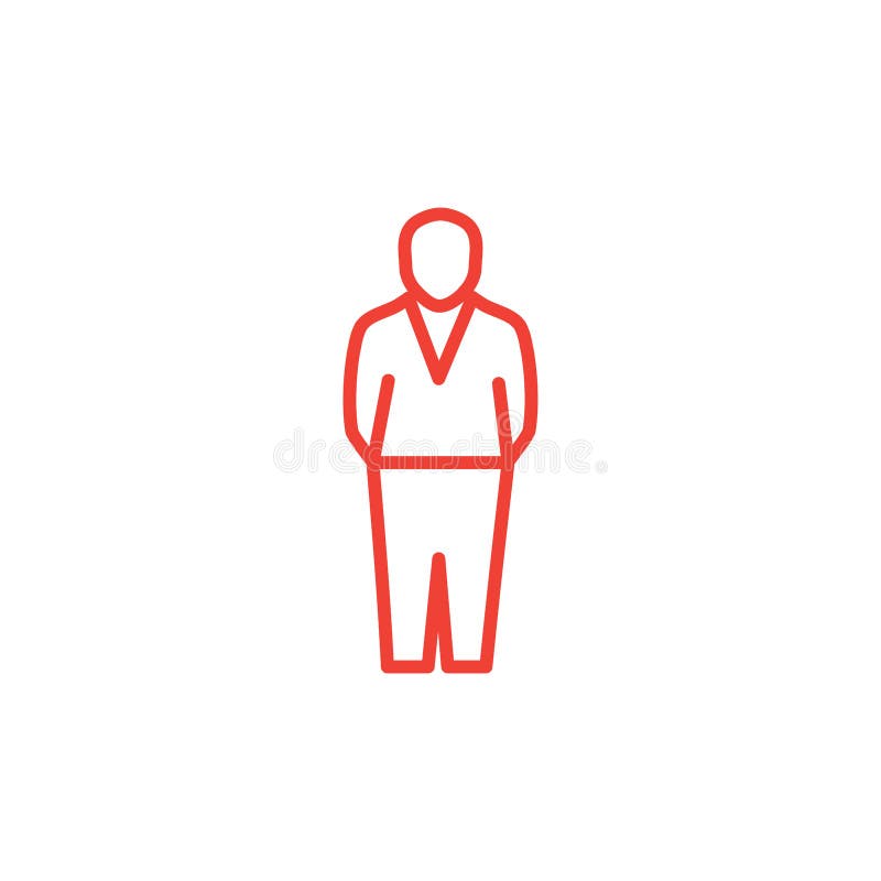 Businessman Line Red Icon on White Background. Red Flat Style Vector ...