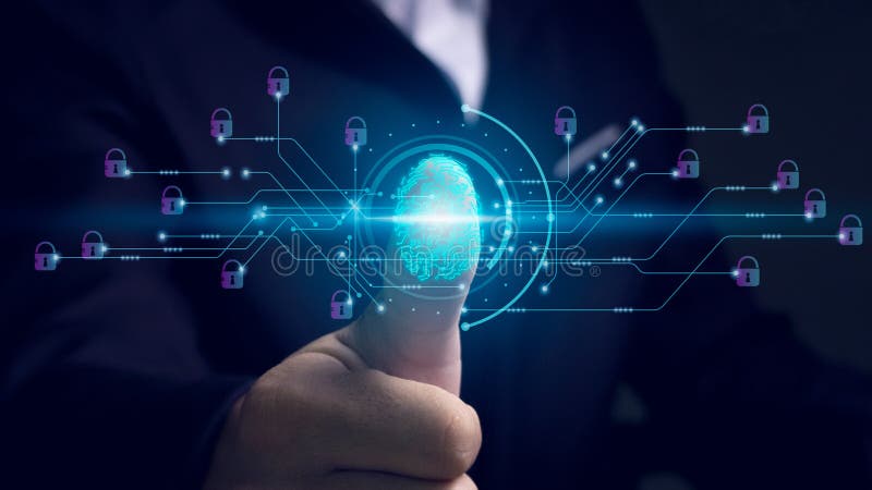 Businessman Login with Fingerprint Scanning Technology. Fingerprint To ...