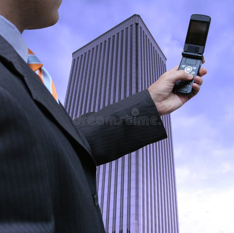 Businessman on a long call stock image. Image of message - 3064285