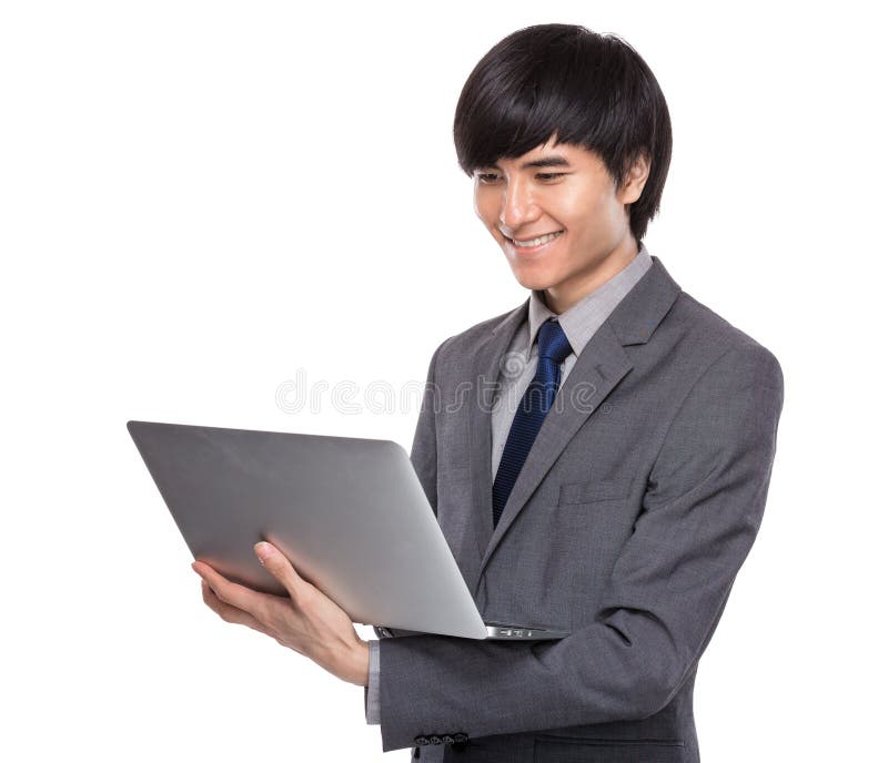 Businessman Look at Laptop Computer Stock Image - Image of computer ...