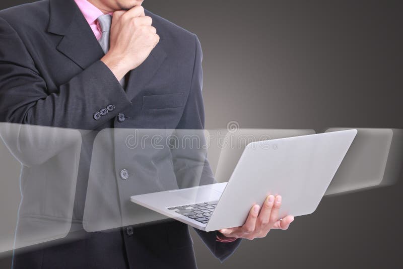 Businessman Look and Think His Business Stock Photo - Image of company ...