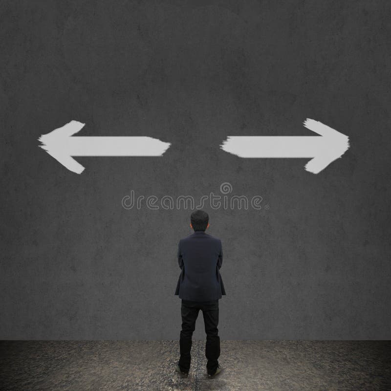 Businessman Looking at Arrows Stock Photo - Image of office, financial ...