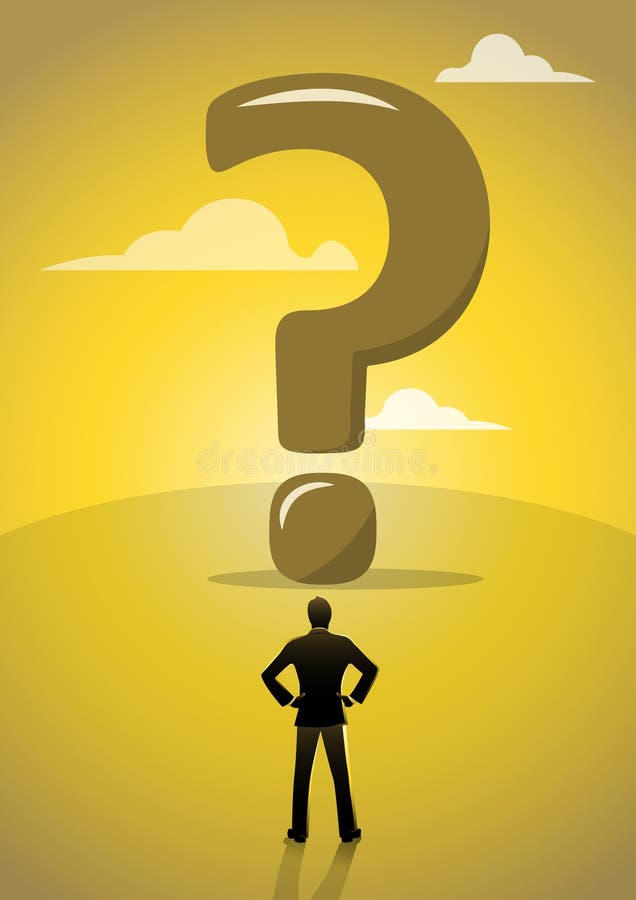 Businessman Looking at Big Question Mark Stock Vector - Illustration of ...