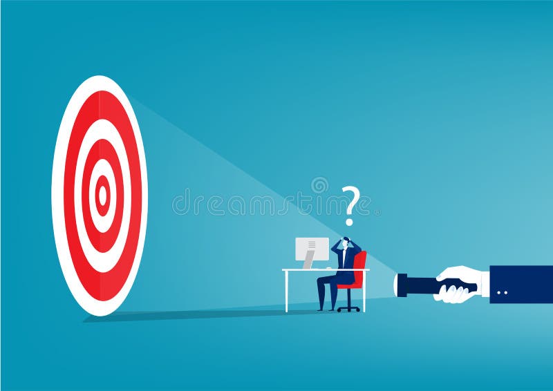 Businessman Looking at Big Target Shadow from Flashlight Concept Vector ...