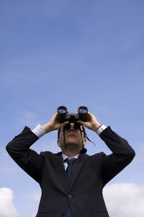 Businessman Looking through Binoculars Stock Photo - Image of predict ...