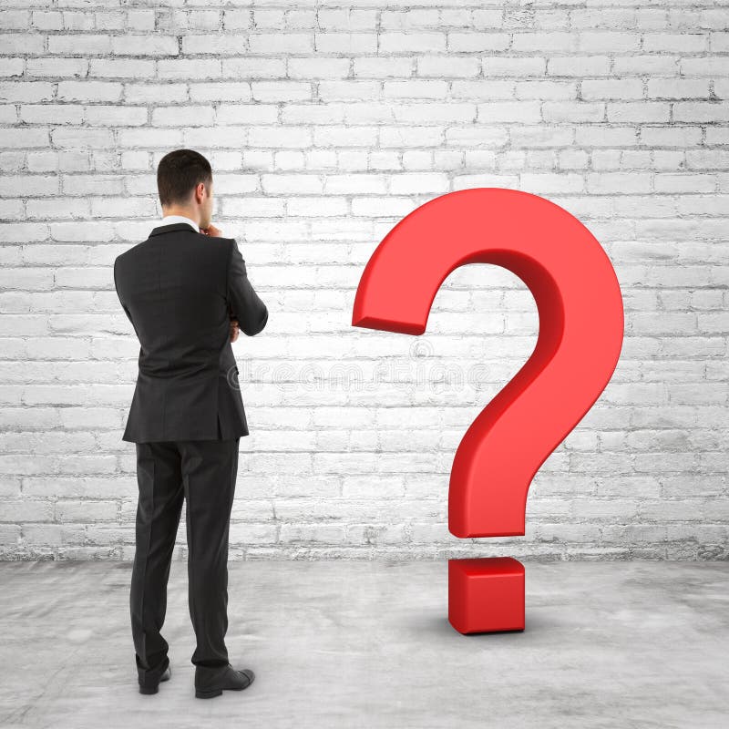 Businessman Looking at Black Question Mark Stock Image - Image of ...