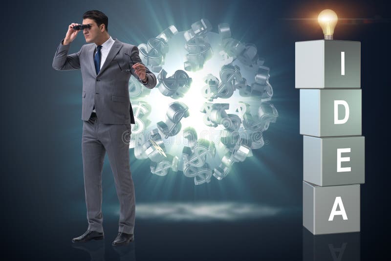 The Businessman Looking for Bright Ideas Stock Illustration ...