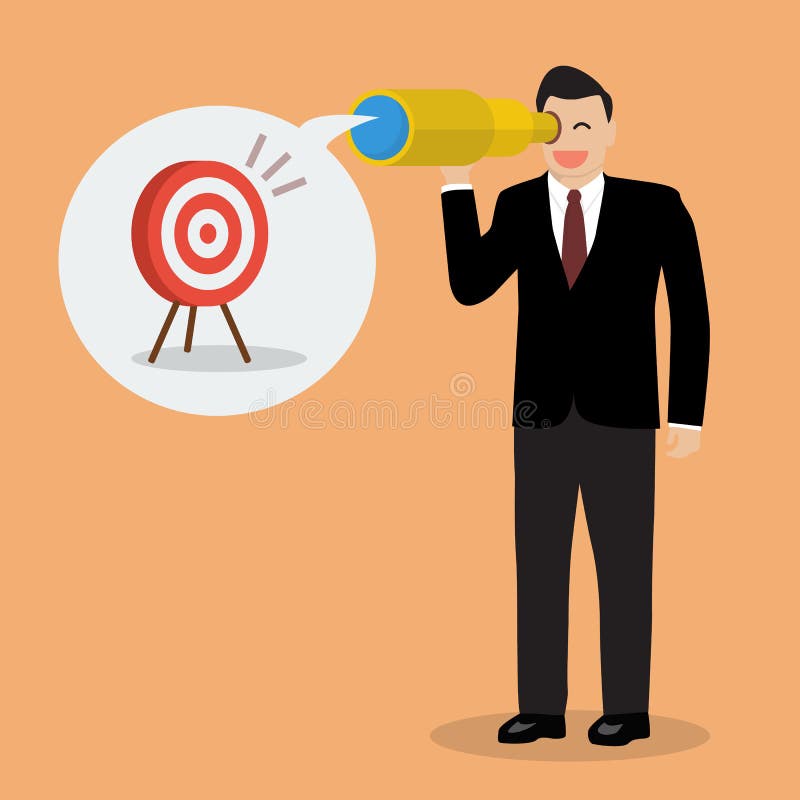 Businessman Looking for Business Target Stock Vector - Illustration of ...