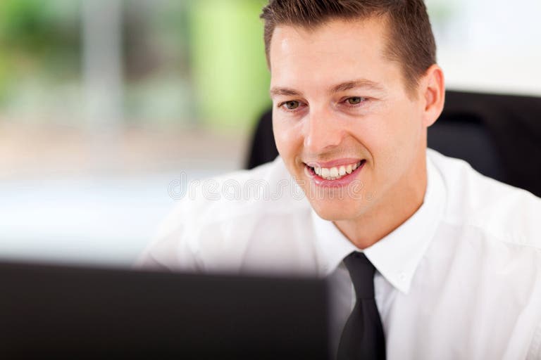 Businessman Looking Computer Stock Photo - Image of looking, confident ...
