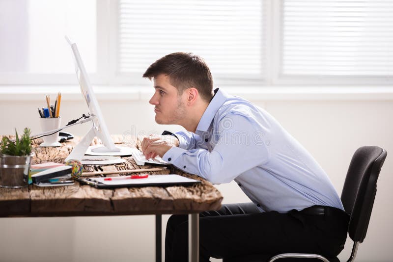 Businessman Looking at Computer Stock Image - Image of corporate ...