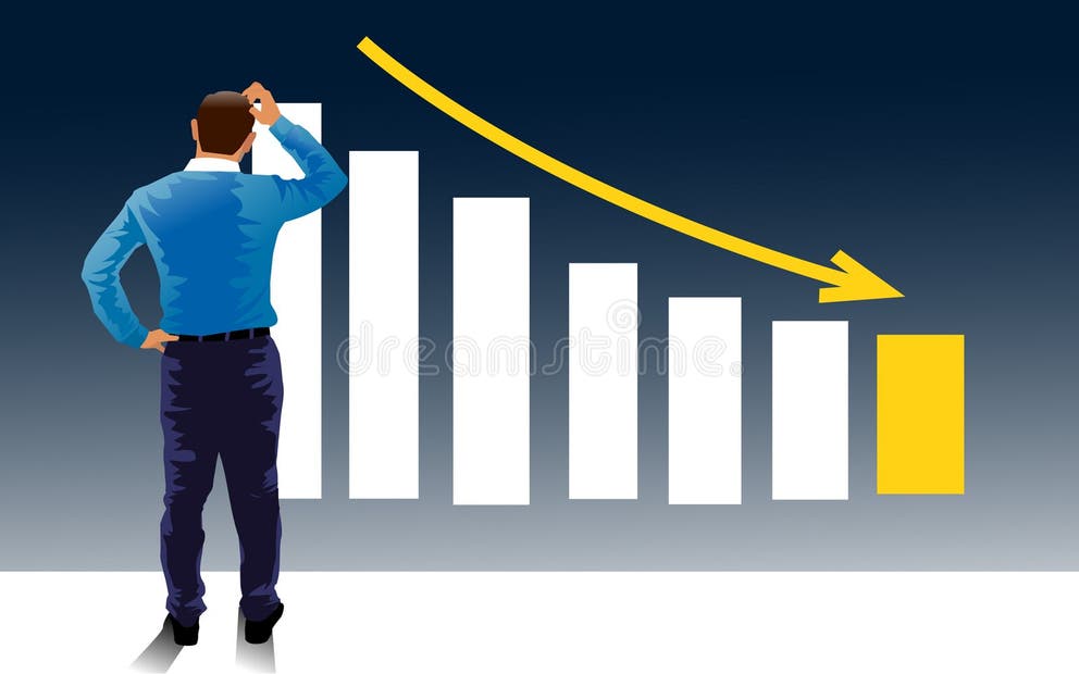 Businessman Looking at a Declining Info Graph Stock Illustration ...