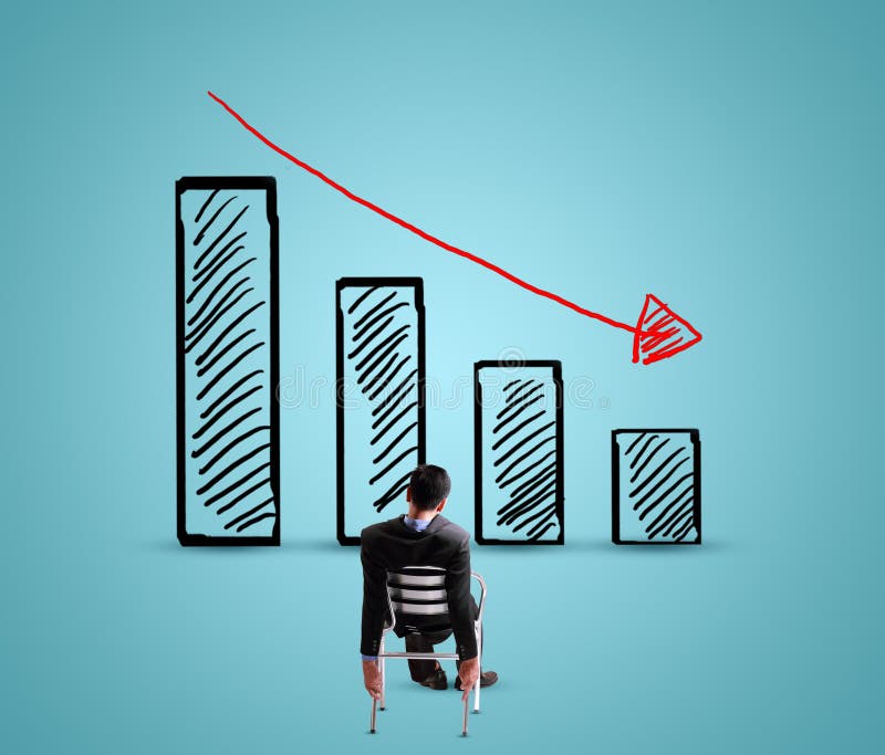 Businessman Looking for Decreasing Graph Stock Illustration ...