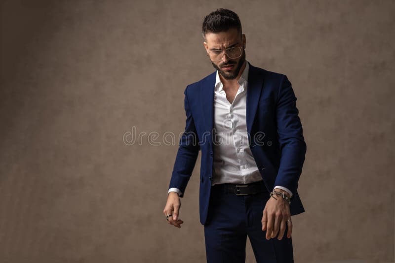 Businessman Looking Down, Being Dramatic and Posing Stock Image - Image ...