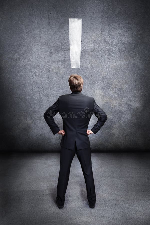 Businessman Looking at a Empty Wall Stock Image - Image of floor ...