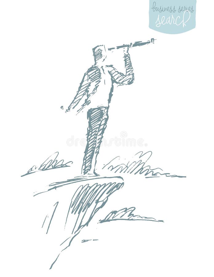 Businessman Looking Future Concept Vector Sketch. Stock Vector ...