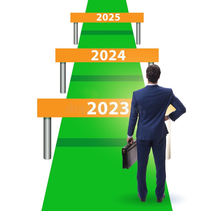 Businessman Looking into the Future of Years Stock Illustration ...