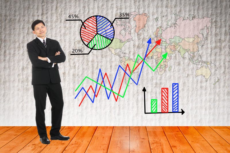 Business man with graph stock image. Image of hand, chart - 27887887