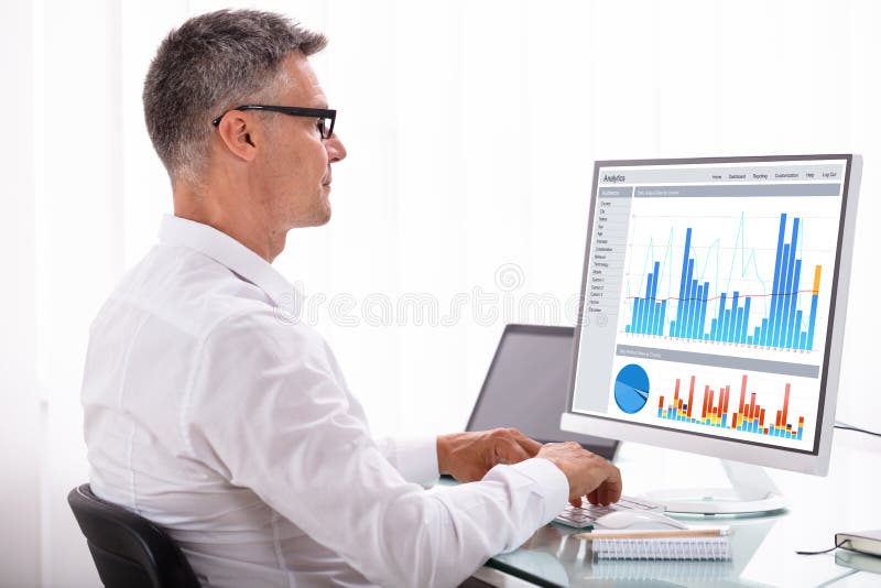 Looking at the graph stock photo. Image of adult, grow - 2625108