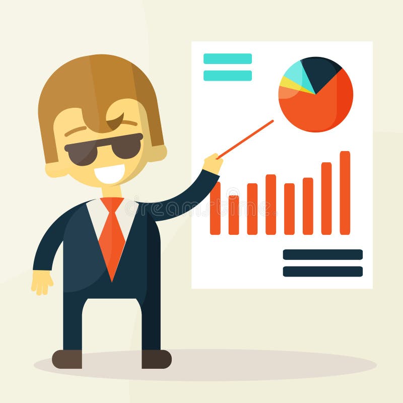 Businessman Looking at the Graph Stock Vector - Illustration of office ...
