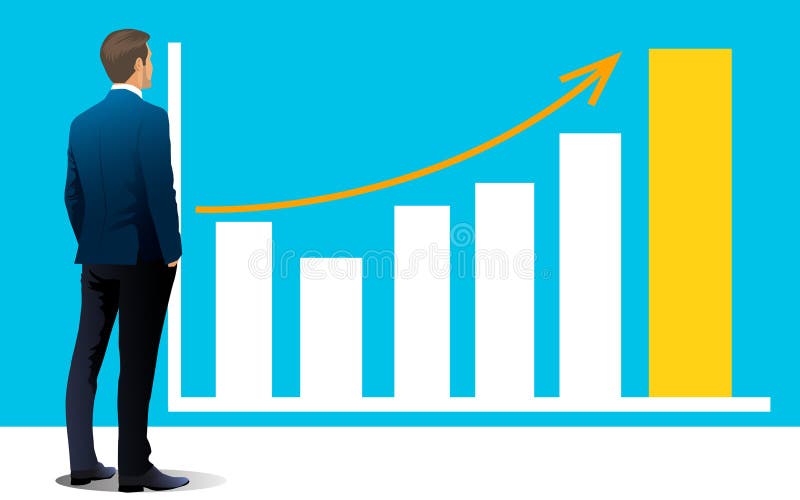 Businessman Looking at a Growing Info Graph Stock Vector - Illustration ...