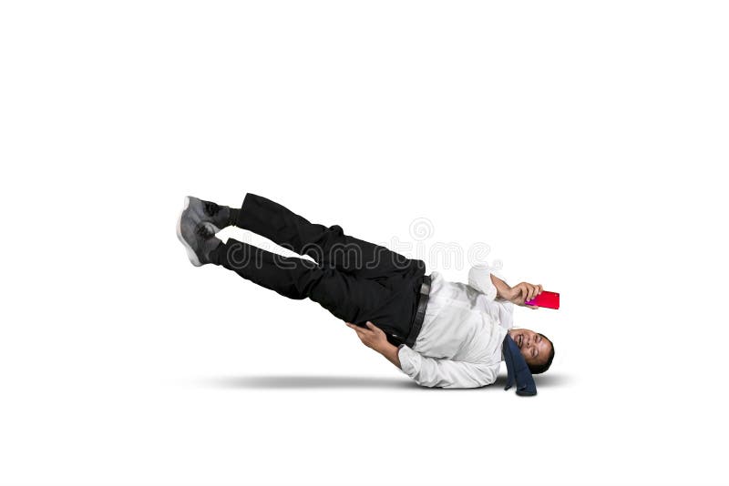 Man Falling Down into a Box Stock Photo - Image of isolated, cardboard ...