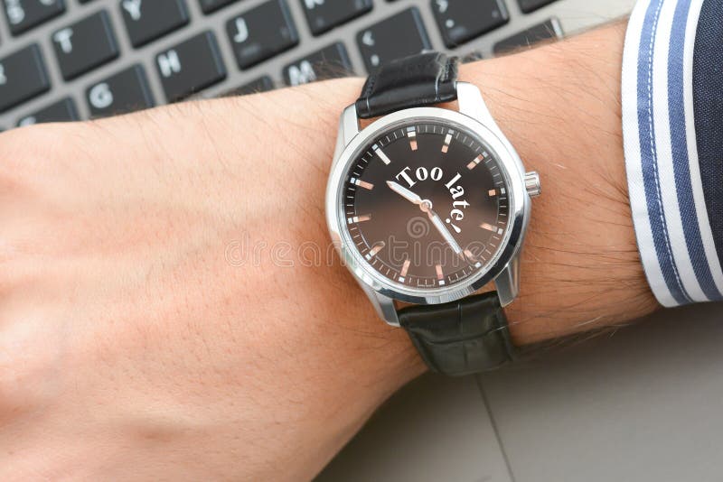 Businessman Looking at His Watch Being Late Stock Photo - Image of ...